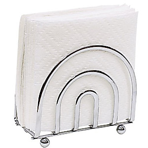 Home Basics Paper Napkin Holder/ Freestanding Tissue Dispenser For Kitchen Countertops, Dining Table, Picnic Table, Indoor & Outdoor Use, Durable Storage and Organization Option (Chrome)