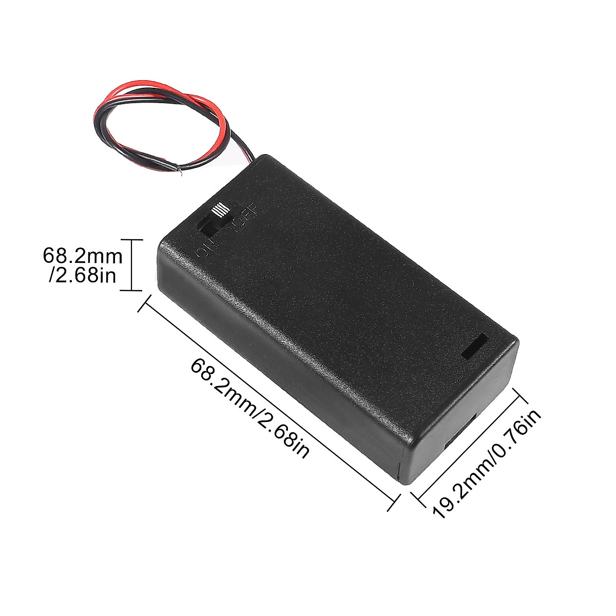 AOICRIE AA Battery Holder with Switch and Cover, 2 x 1.5V AA Battery Holder Case with On/Off Switch and Wire Leads