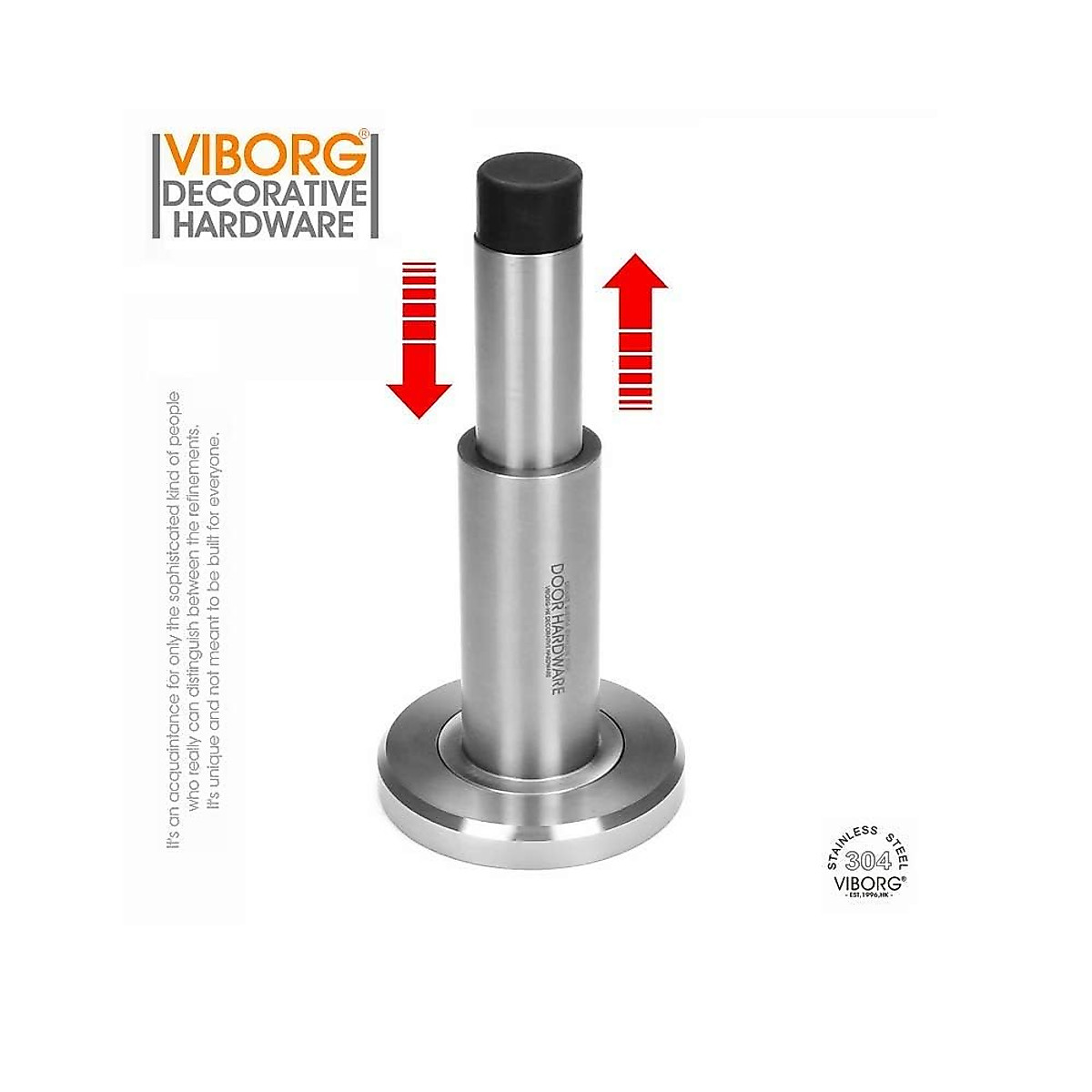 VIBORG Deluxe Adjustable Extra-Long Solid 304 Stainless Steel Extra-Thick Casting + Rubber Heavy Duty Door Stopper Wall Mount Mounted Built in Door Doorstop Bumper Door Stop, RS-38 (1)