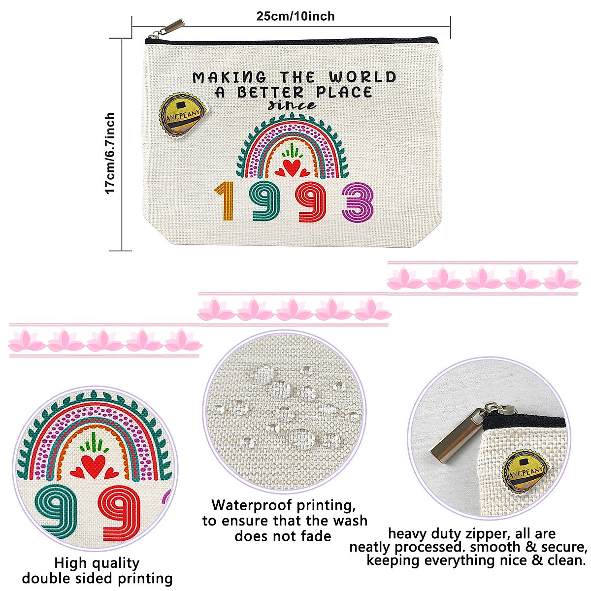 31th Birthday Gifts for Women, Anniversary Funny 31 Year Old Gift Ideas for Her, 1993 Small Makeup Bags for Women, Wife, Sister, Best Friend Female, Mothers Day, Christmas Party, Cosmetic Travel Bag