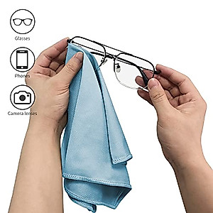 Puomue 6 Pack Microfiber Glass Cleaning Cloth, 16 Inch X 16 Inch, Lint Free Quickly Clean Window, Glasses, Windshields, Mirrors, and Stainless Steel, Blue