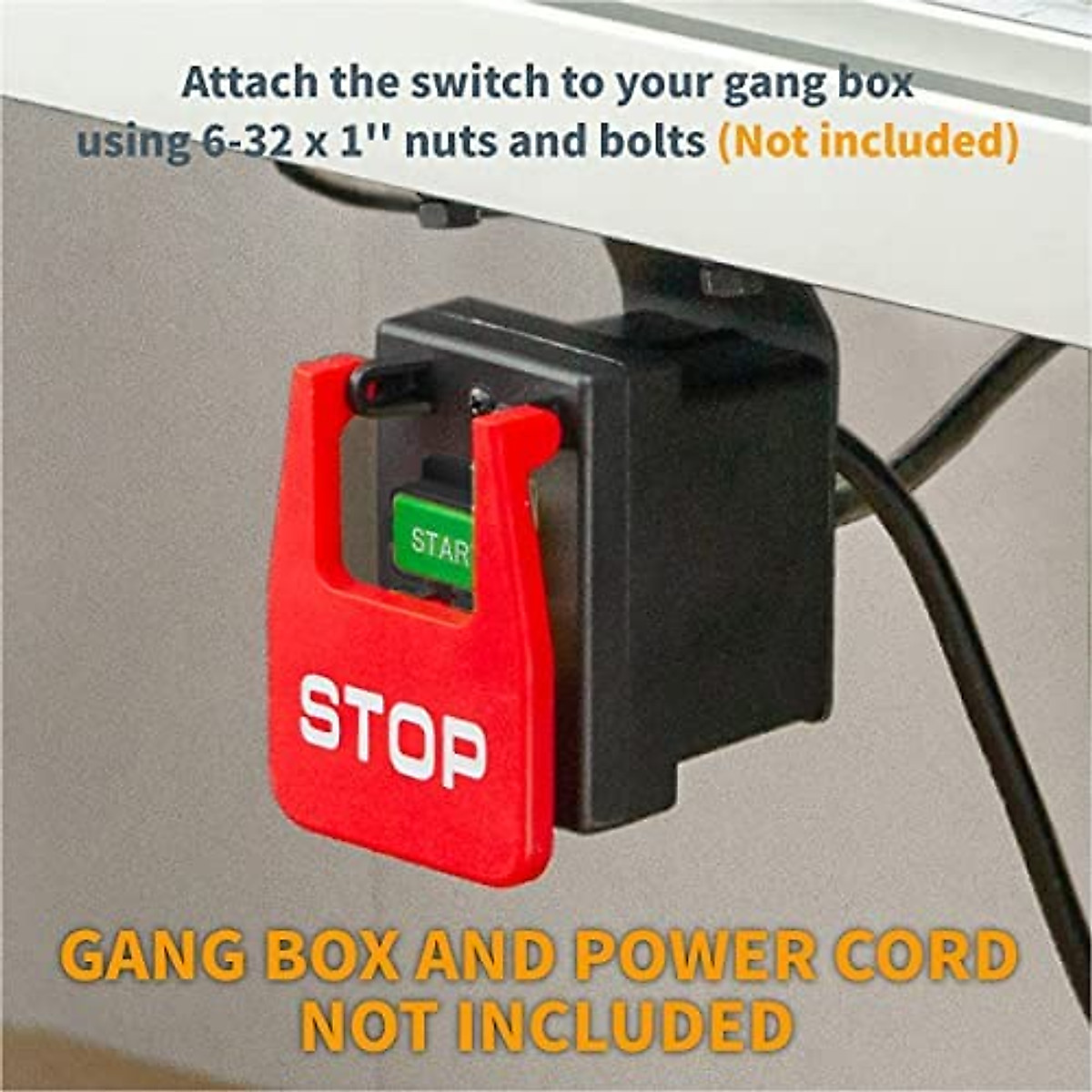 POWERTEC 120V/230V Dual Voltage Paddle Switch, 3 HP at 230 Volts, UL Certified. Large Knee Paddle for Power Tools Fast Power Off. Fits Table Saw, Router Table, Drill Press, Bench Saw, Band Saw (71007)