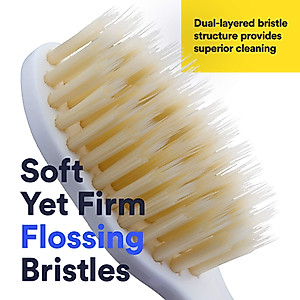 MOUTHWATCHERS Dr Plotkas Soft Flossing Toothbrush, 2 Manual Toothbrushes for Adults + 2 Kids Toothbrushes + 2 Folding Travel Toothbrushes, Good for Sensitive Teeth and Gums, 6 Pack - Colors Vary