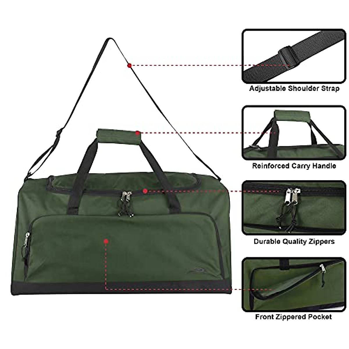 Lightweight Canvas Duffle Bags for Men & Women For Traveling, the Gym, and as Sports Equipment Bag/Organizer (Green)