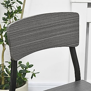 HOMCOM Counter Height Bar Table Set for 4, Square Kitchen Table and Chairs Set with Footrest, Metal Legs, Industrial Dinner Table Set for 4, Gray