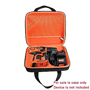 Hermitshell Travel Case for Black+Decker LDX120C 20-Volt MAX Lithium-Ion Cordless Drill/Driver (Black+Orange)