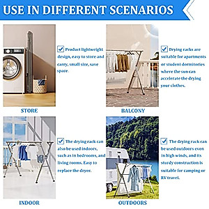 HJWTCQL 95IN Extra Large Clothes Drying Rack Folding Indoor,Drying Rack Clothing, Laundry Hanger Drying Racks,Stainless Steel Clothes Drying Racks Folding Indoor,Foldable Laundry Clothing Drying Rack