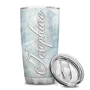 Wassmin Personalized Tumbler Stainless Steel Cup With Lid Custom Name 20oz 30oz Marble Double Wall Vacuumed Insulated Tumblers Travel Coffee Mug Birthday Christmas Gifts For Men Women