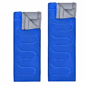 Goplus Double Sleeping Bag Waterproof Portable 2 Person Sleeping Bags with 2 Pillows & Carrying Bag, Queen Size XL 3-4 Season for Adults Teens Camping Traveling Hiking Outdoor Activities (Blue)