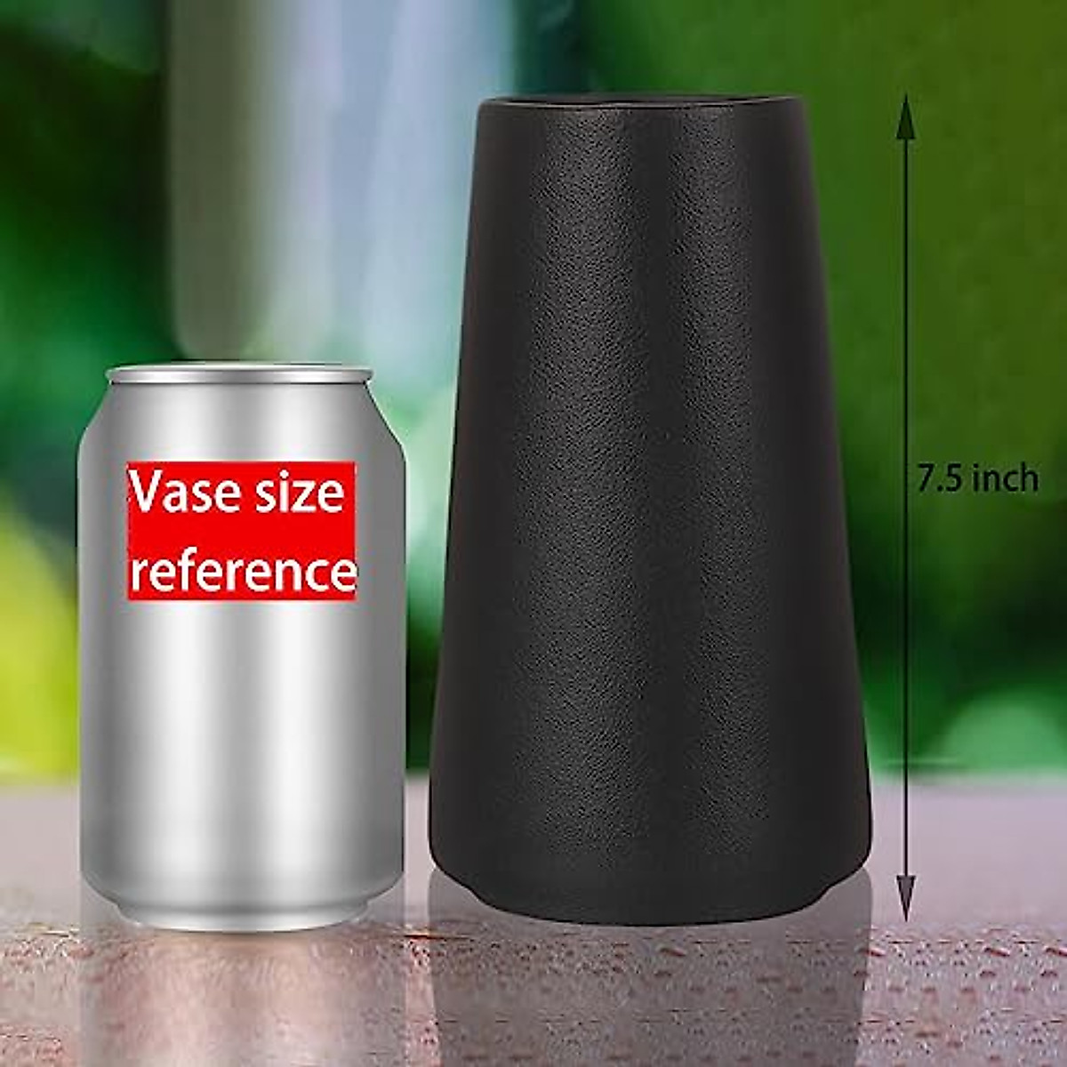 Ceramic Black Vase, Simple Vases for Lavender Pampas Grass Dried Flowers Plants, Frosted Elegant Vase for Modern Table Shelf Wedding Home Decor (Medium)