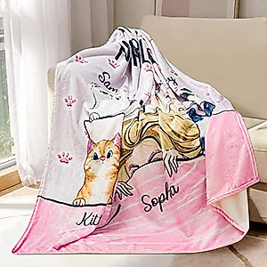 KERAOO Custom Official NAP Blanket, Custom Cat Mom Blanket, Personalized Pet Name Breed Name, Birthday Funny Gift for Cat Mom, Cat Lover, Pets Blanket, Anniversary Valentine's Day Gift for Her