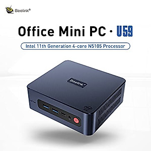 Beelink Processor N5105(up to 2.9GHz), U59 Pro Mini PC, Mini Desktop Computer with 16GB DDR4 + 500GB SSD, Supports 4K Dual HDMI/Type-C, Dual WiFi, BT4.0 Small Computer