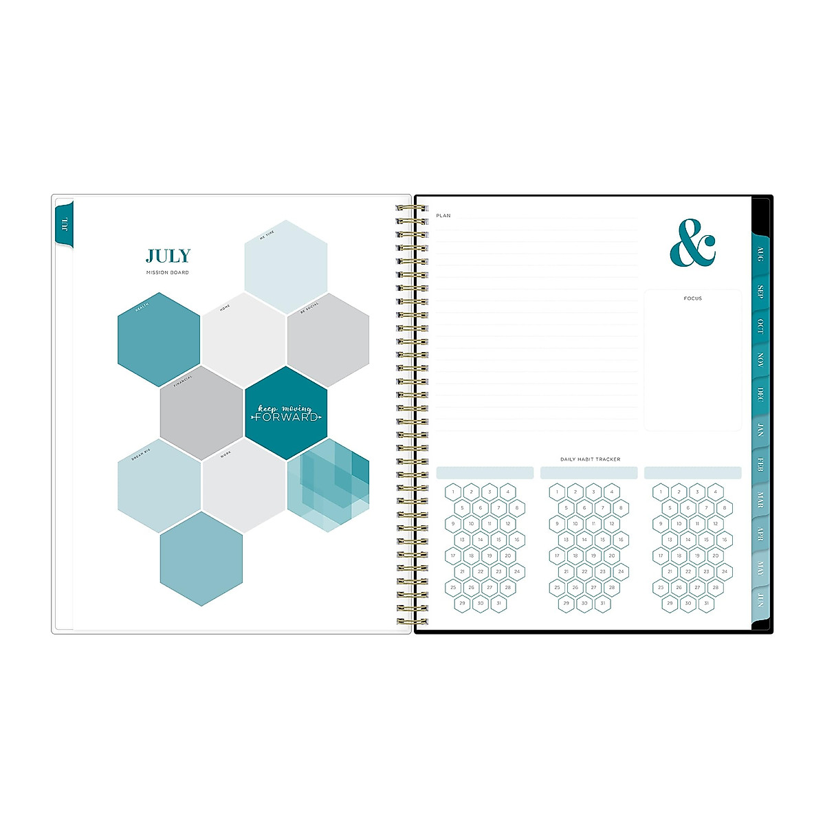 2023-2024 Blue Sky™ Inkwell Press Windblown CYO Horizontal Flex Weekly/Monthly Academic Planning Calendar, 8-1/2" x 11", Charcoal, July 2023 to June 2024, 142397