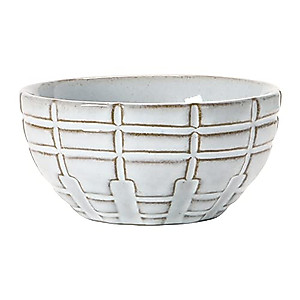 Creative Co-Op Debossed Stoneware Bowl, White, 4 Styles Dinnerware, Cream
