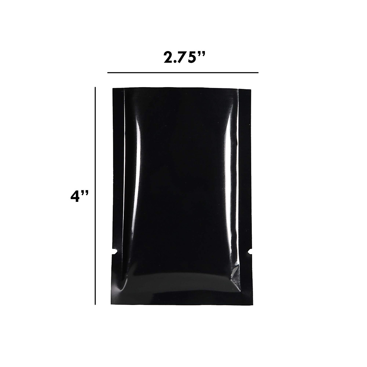 QQ Studio Multi Color Glossy Food Safe Confectionery Dessert SlickSeal™ Flat Bag with Tear Notch (100 Black, 2.75" x 4")