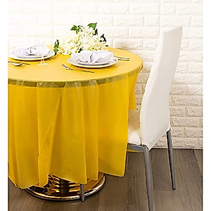 Juvale 12-Pack Yellow Tablecloth - 84-Inch Round Disposable Table Cover, Fits up to 72-Inch Round Tables, Yellow Themed Party Supplies