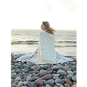 Irish Blanket 100% Merino Wool Throw Honeycomb Knit Couch Sofa Made in Ireland 42" x 62"