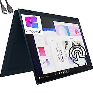 Lenovo IdeaPad Flex 5 14" FHD Touchscreen 2-in-1 Laptop, Octa-Core AMD Ryzen 7 5700U (Beat i7-1165G7), 16GB DDR4 RAM, 512GB PCIe SSD, WiFi 6, Bluetooth 5, Abyss Blue, Windows 11, BROAG Extension Cable