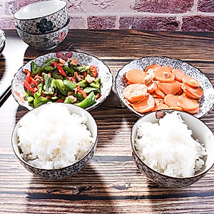 Japanese Style Rice Bowls set of 4, 5 Inch Ceramic Rice Bowls