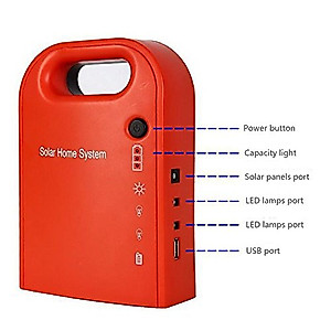 GutReise Portable Solar Powered LED Energy System Kit,E27 LED Bulb E27 Base,Generation System Outdoor Small DC Solar Panels Charging Generator Power Emergency Situation 4.5Ah/6V