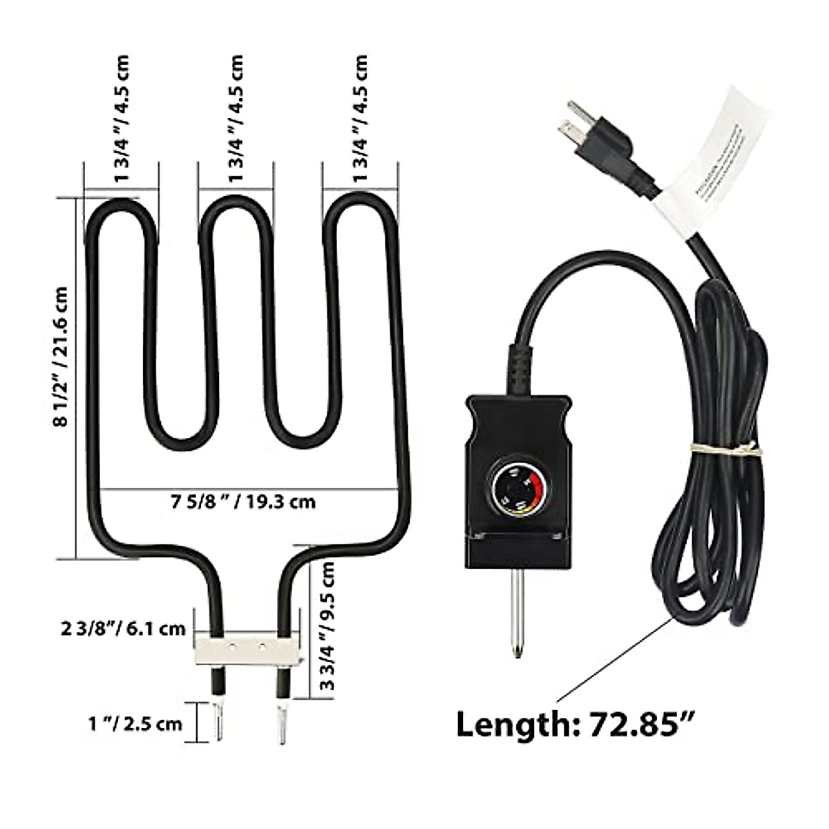Unidanho Heating Element Replacement for Masterbuilt with Adjustable Thermostat Cord Controller, 1500 Watt Heating Element Replacement Part Compatible with Masterbuilt Smokers & Turkey Fryers