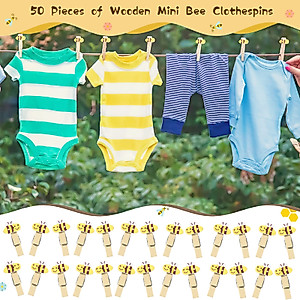 Unittype 51 Pcs Don't Say Baby Shower Game Supplies Include Bee Theme Baby Shower Sign and 50 Mini Bee Clothespins for Boys Girls Gender Reveal Baby Shower Prizes Game