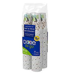 Dixie PerfecTouch Insulated Hot/Cold Paper Cups, Coffee Haze, 16 Oz (144 Count)