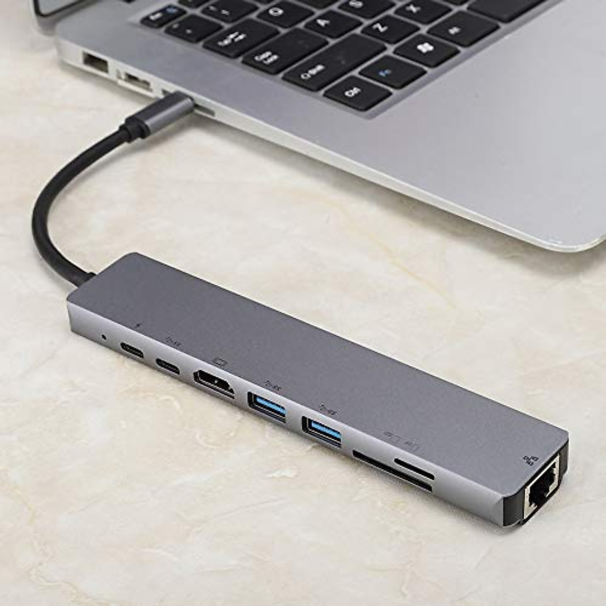 8 in 1 USB3.0 HDMI HUB Multiport Adapter Plug and Play Memory Card Reader Aluminum Alloy USB Hub for Laptop