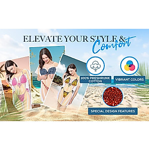 The Original Women's Bikini Shirt - Funny Bikini Print Bathing Suit Cover-up Beach Tshirt Dress for Women Men (Yellow Polka Dot, One Size)