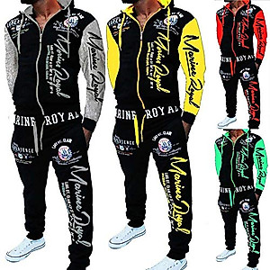 HHGKED Men 's Casual Tracksuit Hooded Full Zip Elastic Waistband Sweatsuit Set (Green, XXL)