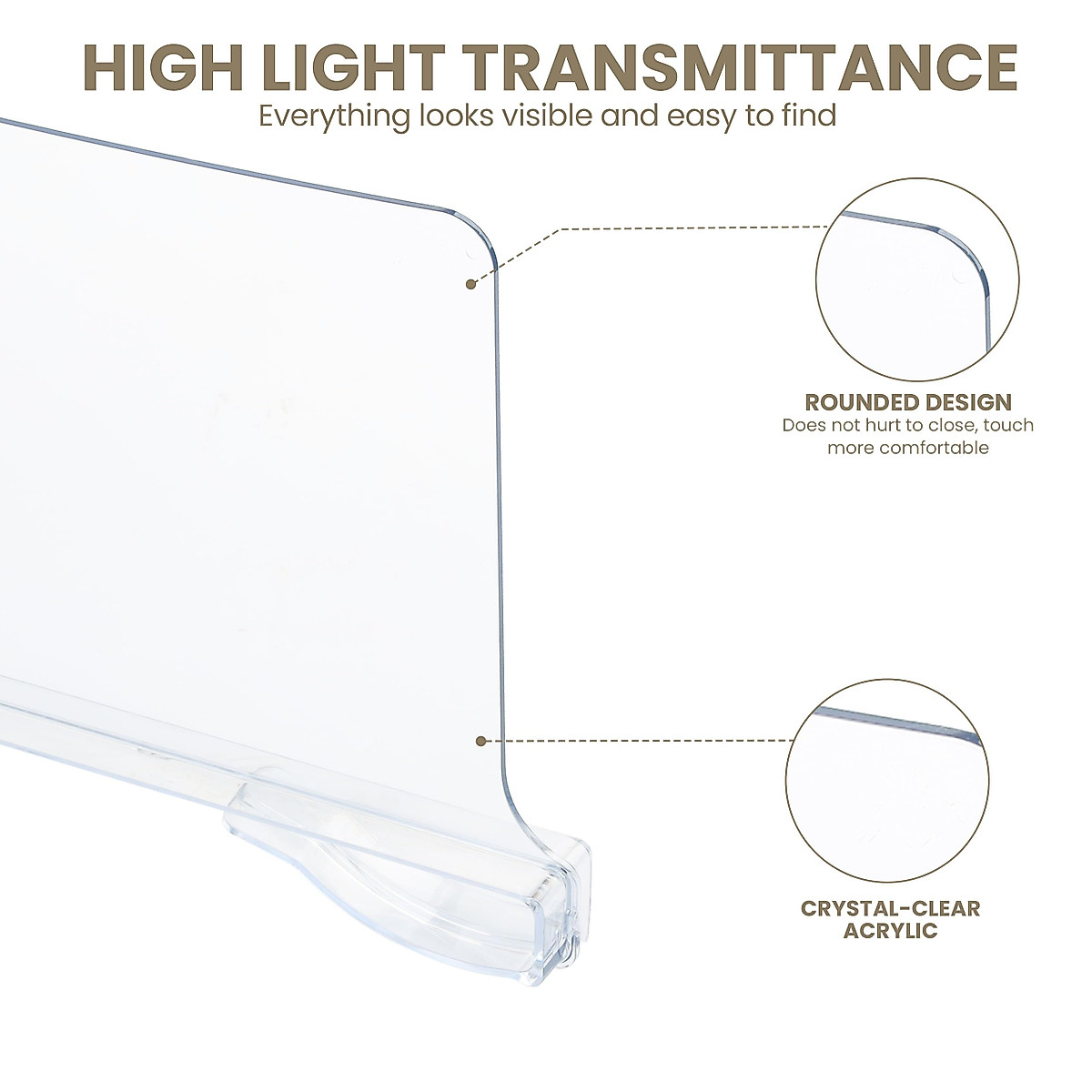 Utopia Home 8 Pack Acrylic Shelf Dividers for Closet Organizers and Storage - Closet Shelf Organizer for Clothes Storage and Organization - Clear Closet Dividers for Clothes, Purse, Handbags