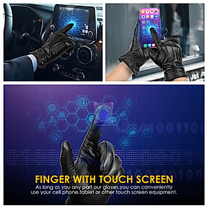 Dsane Winter Genuine Sheepskin Leather Gloves for Men, Warm Touchscreen Texting Cashmere Lined Driving Motorcycle Gloves (Black, L)