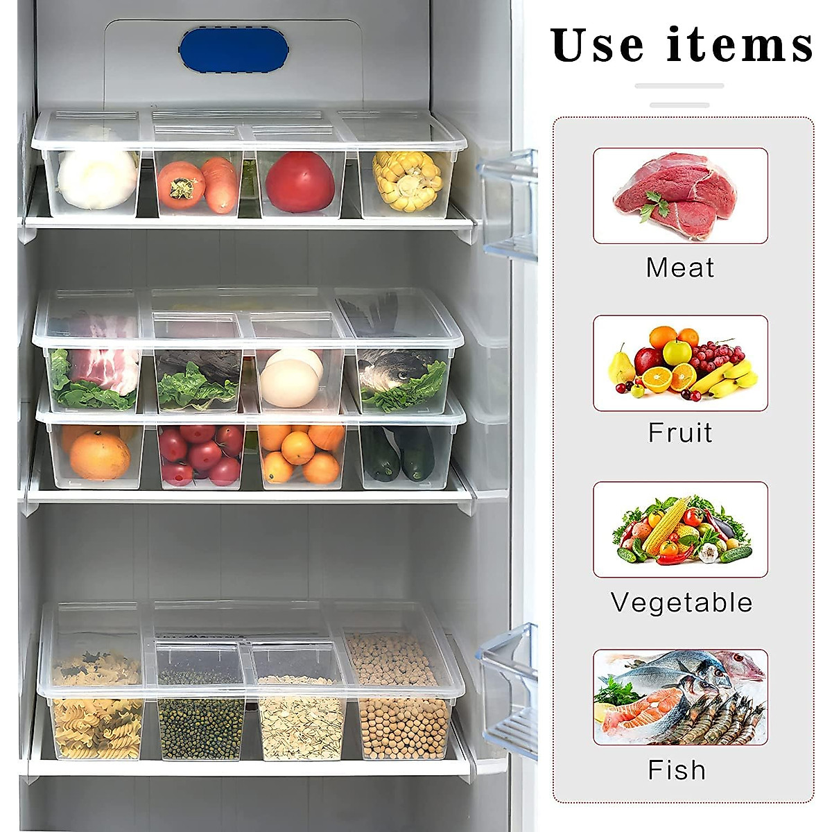 Eanpet 2Pack Veggie Tray with Lid 5 Compartment Food Container with Dividers Large Serving Tray Travel Snack Containers Stackable Produce Saver Snackle Box for Fruit,Vegetable,Salad,Meal