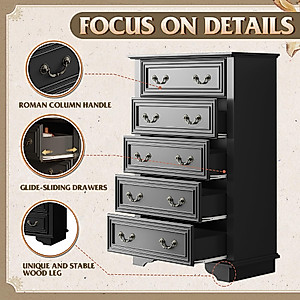 WLIVE Dresser TV Stand, Entertainment Center with Fabric Drawers, Media Console Table with Open Shelves for TV up to 45 inch, Storage Drawer Unit for Bedroom, Living Room, Black and Rustic Brown