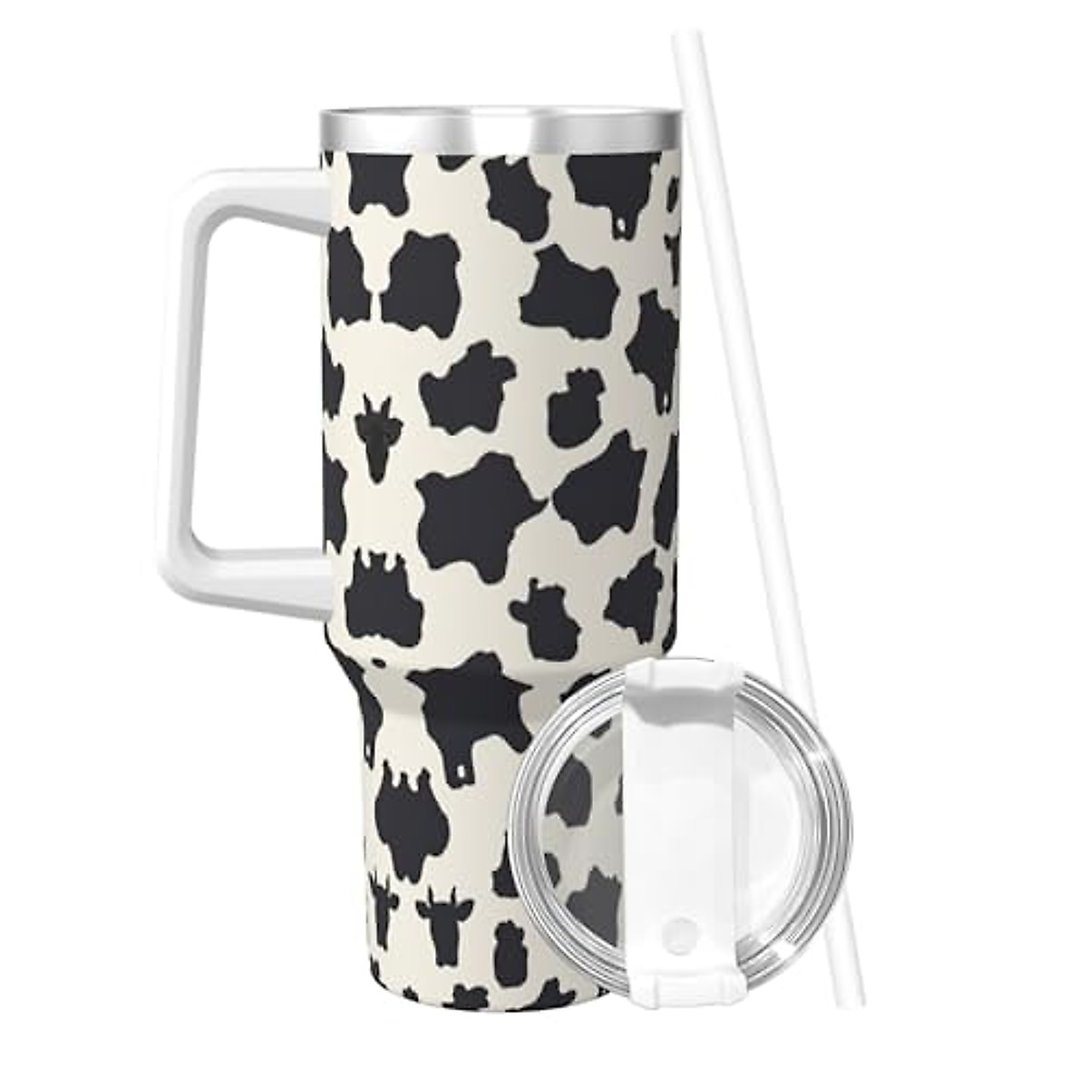 HULIBIN cow print04 Print Double Deck Stainless Steel Travel Coffee Cup With Lid 40 Oz Ice Bully Cup