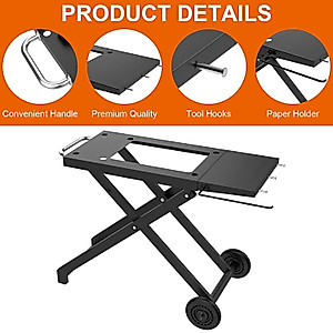 Portable Grill Cart for Blackstone 17 Inch & 22 Inch Table Top Griddles, Folding Cart Griddle Stand with Side Shelf for Blackstone 17" 22" Grills, Backyard, Camping and Outdoor Cooking