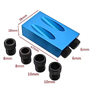 ZLMONDEE 14Pcs Pocket Hole Jig Kit, 15 Degree Woodworking Inclined Hole Jig with 6/8/10mm Drive Adapter for Woodworking Angle Drilling Holes, Angle Carpentry Locator Jig