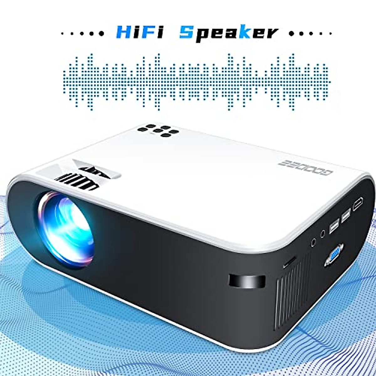 AMEELA Projector, 2023 Upgraded Mini Projector, 8500 lumens Multimedia Home Theater Video Projector, Compatible with Full HD 1080P HDMI, USB, VGA, AV, Smartphone, Pad, TV Box, Laptop