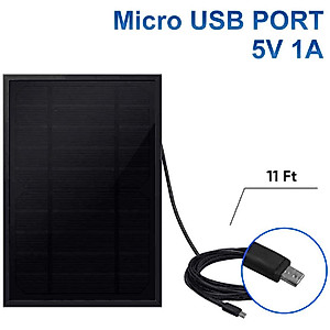 Weatherproof Solar Panel for Indoor/Outdoor Battery Powered Security Camera,5W Solar Panel Power Supply for Startvision Wireless Security Camera, 5V 1A Micro USB Port, Adjustable Mounting Bracket