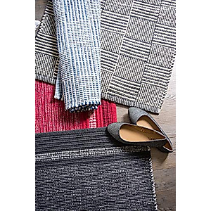 DII Variegated Recycled Yarn Modern Edge Stripe, 2x3', Gray