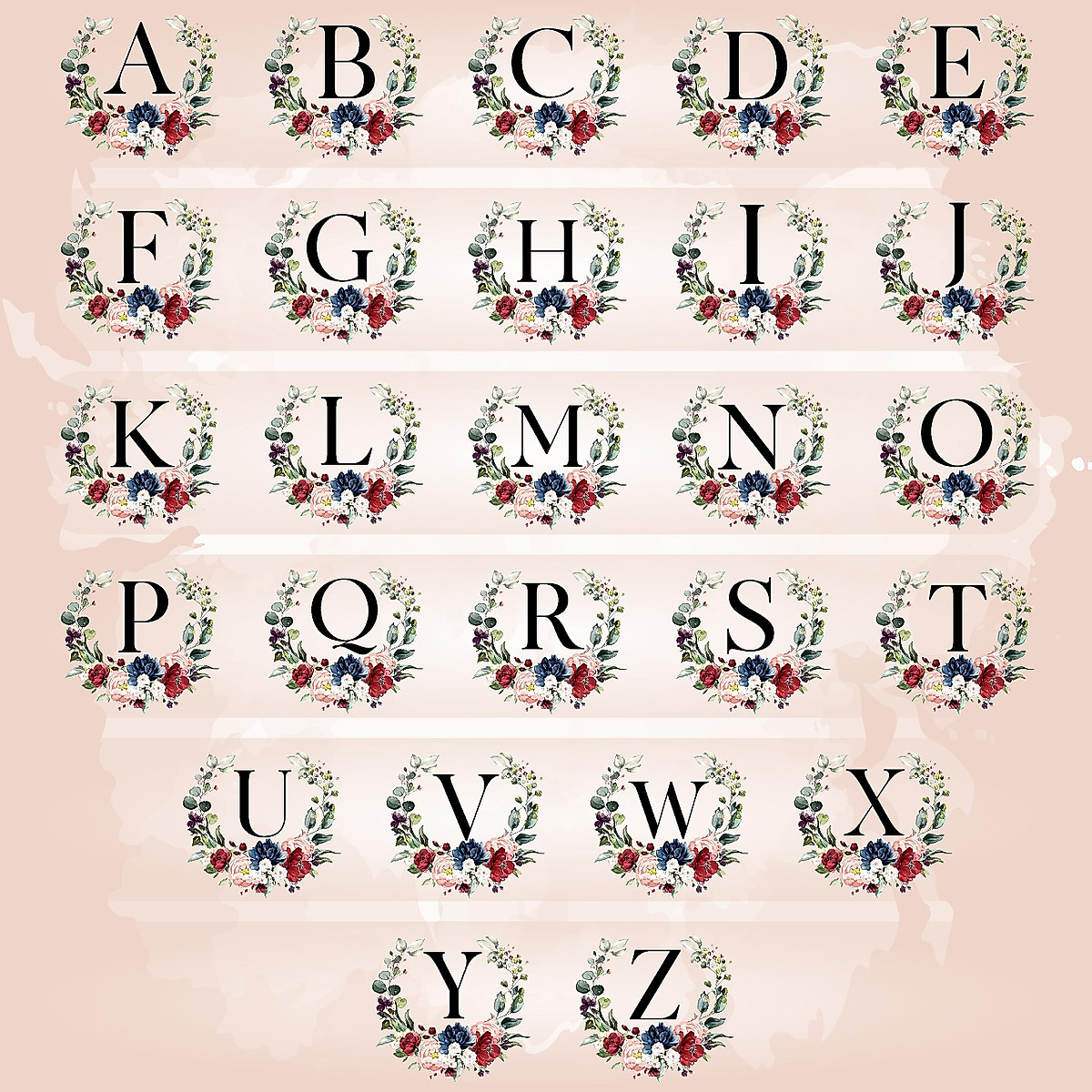 Personalized Floral Initial Cotton Canvas Beach Tote Bag, Customize Monogrammed Totes Gift for Bridesmaid (Initial V)