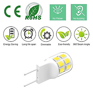 TAIYALOO Dimmable G8 LED Light Bulbs, 20W-25W Halogen Replacement, Natural White 4000K, T4 JCD Type 2-Pin Base, 120V Mini G8 Bulbs for Under Cabinet Puck Light, Under Counter Light (10 Pack)