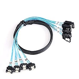 ADCAUDX SATA-III Cable:0.5M, 4Pcs/Set-SATA Cable 90-Degree Right-Angle SATA-Data Cable SAS/SATA-6Gbps Cable for Server-Raid Computer SDD HDD CD DVD Drives (1.6FT)