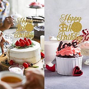 Gold 36 Photo Birthday Cake Topper, Glitter Women Men Happy 36th Birthday Decoration With Photo Frame, Party Photo Props