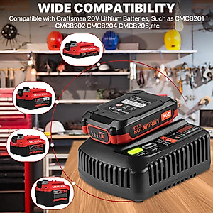 DONGPUCUN 2Pack 20V 3.5Ah Replacement Battery and Charger Kit for Craftsman V20 Craftsman 20V Lithium Battery CMCB202 CMCB204 CMCB206 CMCB201 CMCB100 CMCB124 Craftsman 20V Battery Charger Set
