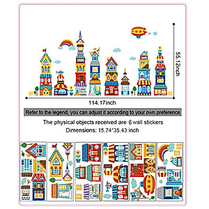 Kids Room Decor Cartoon Cute Wall Stickers House Nursery Playroom Decoration Sticker for Living Room Kindergarten Room, Children self-Adhesion Wall Stickers(6pcs) Large Size Baby Rooms Wall Decal