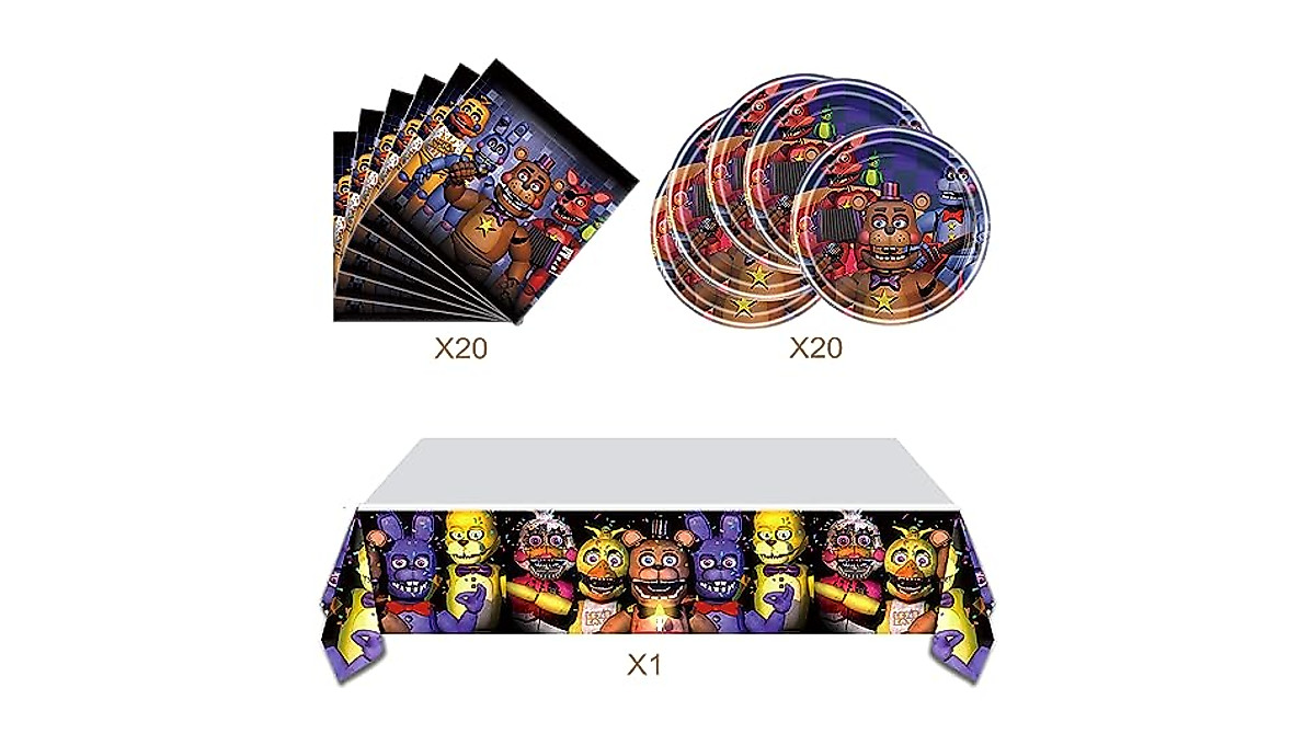 41pcs FNAF Birthday Party Supplies Plates Napkins Tablecloth