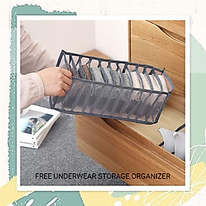 [2 PCS + 1 Free] Wardrobe Clothes Organizer for Folded Clothes - 7 Grid Wardrobe Clothes Organizer for Jeans, Underwear, T-Shirts, Leggings - Wardrobe Closet Organizer - Mesh Nylon(Black)