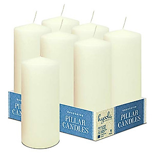 Hyoola Ivory Pillar Candles 3x7 Inch - Unscented Pillar Candles - 6-Pack - European Made