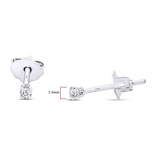 Round Natural Diamond Stud (IGI Certified 0.70 ct & up) Plus Quality Friction Back Earrings in 14k Solid White Gold, 0.04 Ctw - 2.00 Ctw